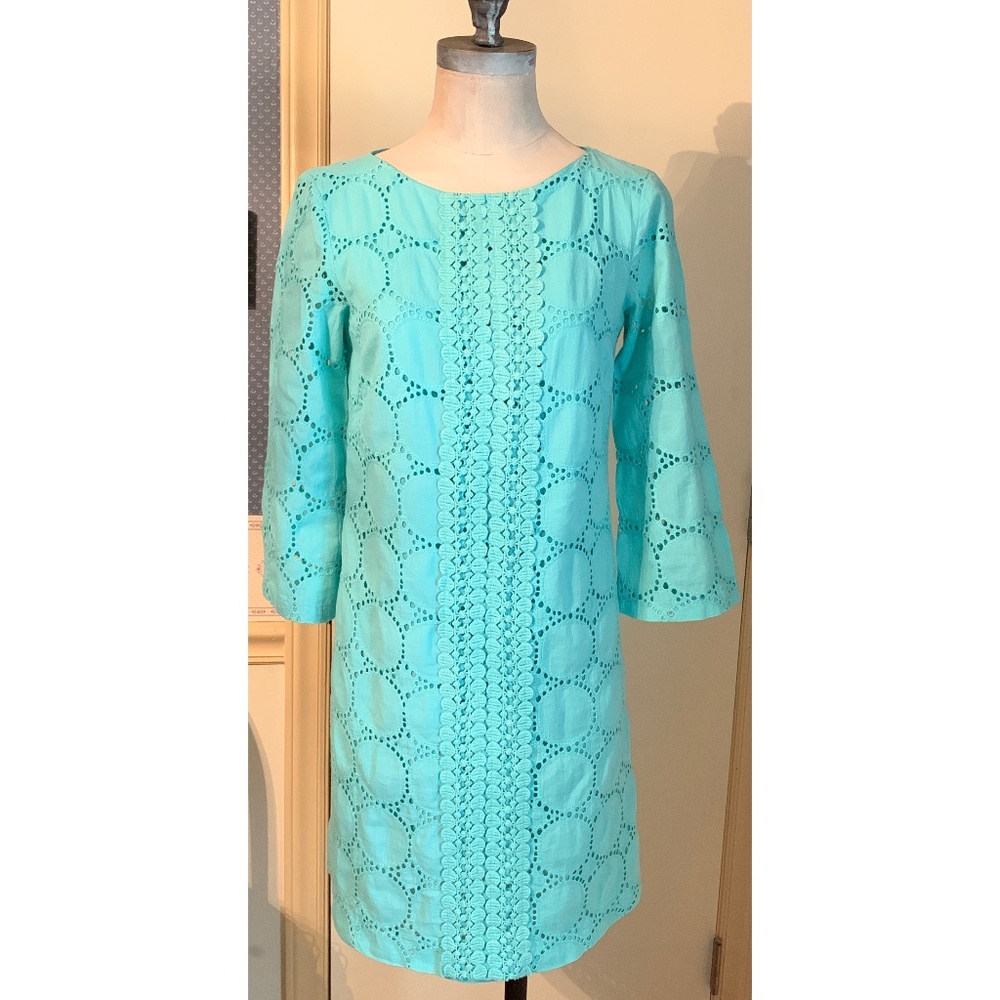 Maggy L Dress Light Blue Lace Sheath Dress - Gem